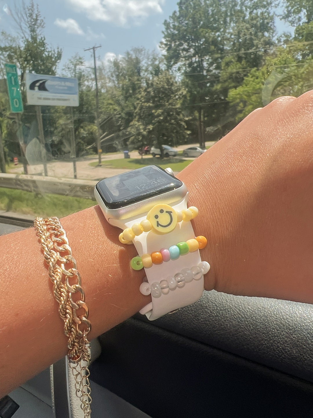 Colorful Smiley Face Beaded Watch Charm Set/apple Watch Halo Charms ...