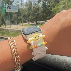 Colorful Smiley Face Beaded Watch Charm Set/apple Watch Halo Charms ...