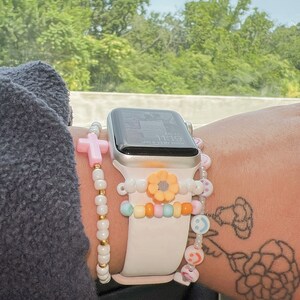 Sunflower Beaded Watch Charm/smiley Apple Watch Halo Charms/trendy ...
