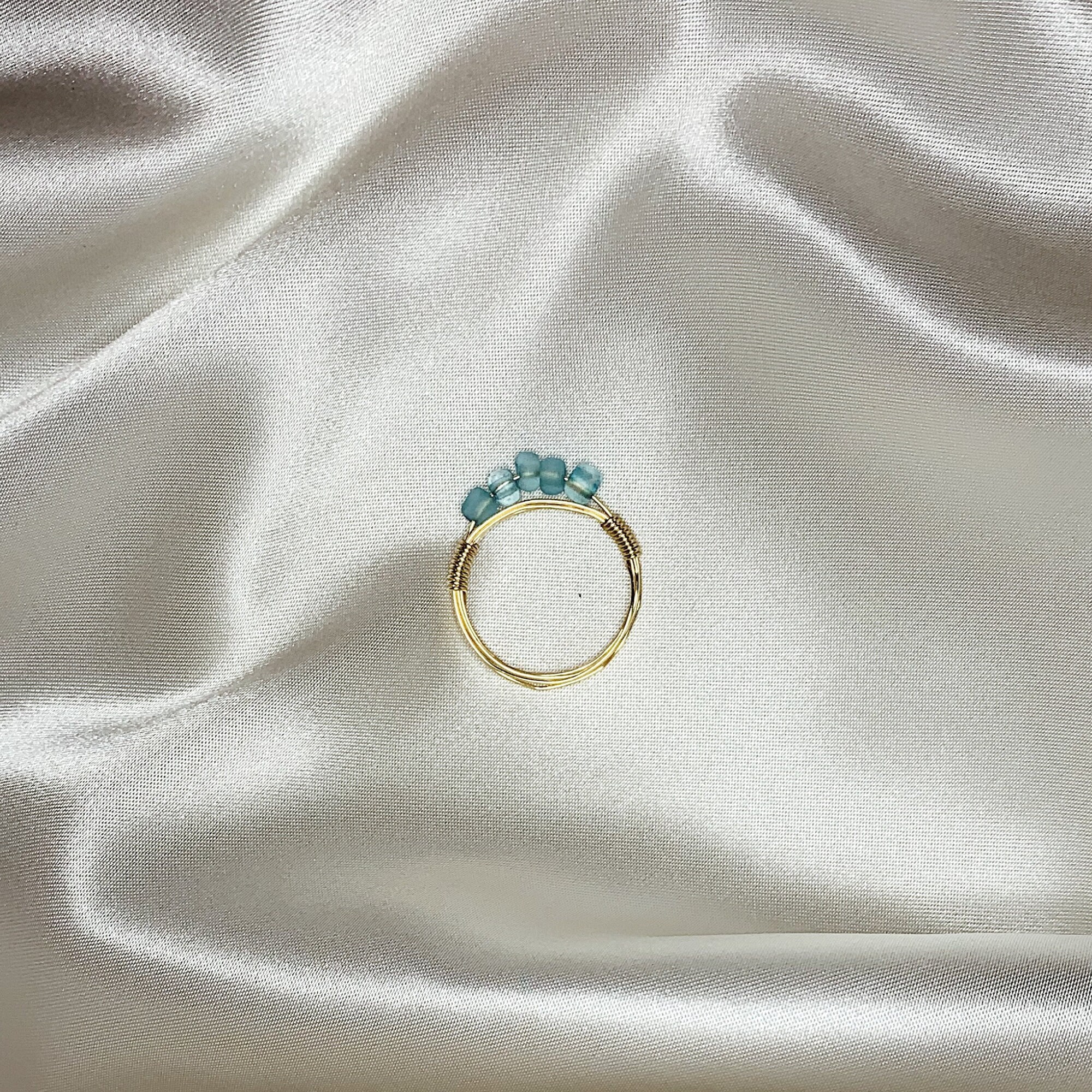 Clear Aqua Blue Fidget Bead Wire Ring/Wire Ring/Gold Wire | Etsy