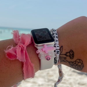 Pink Cross & Smiley Face Watch Charm Set/apple Watch Halo Charms/trendy ...