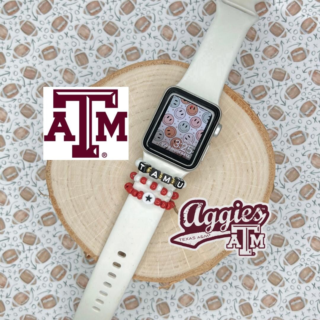 Texas A&M University College Football Beaded Watch Charm Set/apple Watch Halo Charm/trendy Watch ...