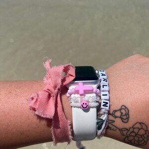 Pink Cross & Smiley Face Watch Charm Set/apple Watch Halo Charms/trendy ...