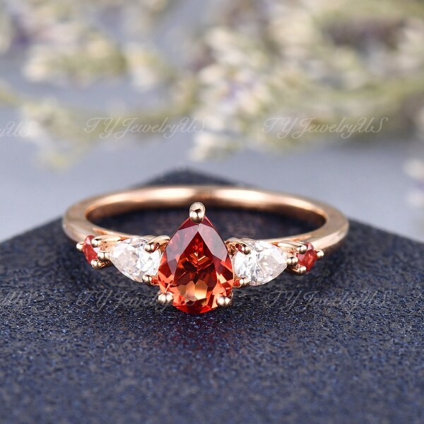 Orange Gemstone Ring - Etsy