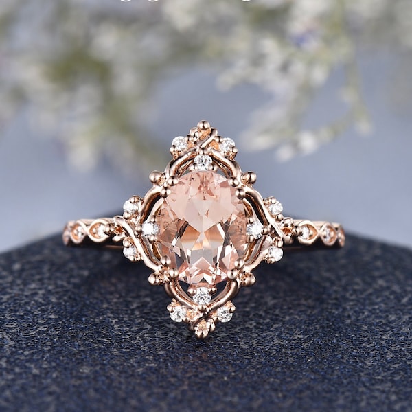 Morganite Vintage Engagement Ring - Etsy