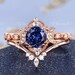 Sailor Moon Sapphire Engagement Ring Set Vine Moon Lab - Etsy