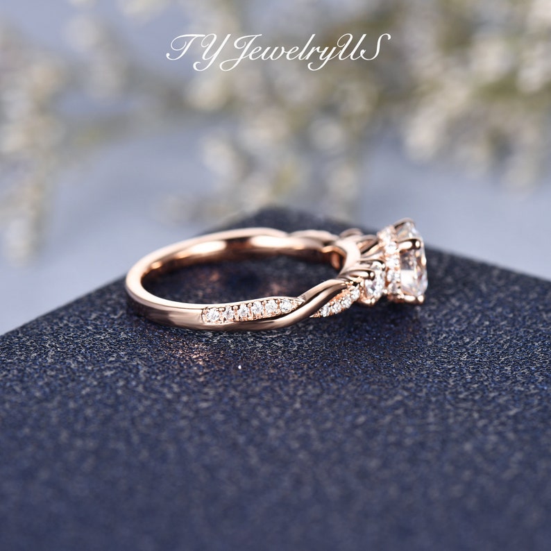 Hidden Halo Ring Three Stone Moissanite Engagement Ring - Etsy