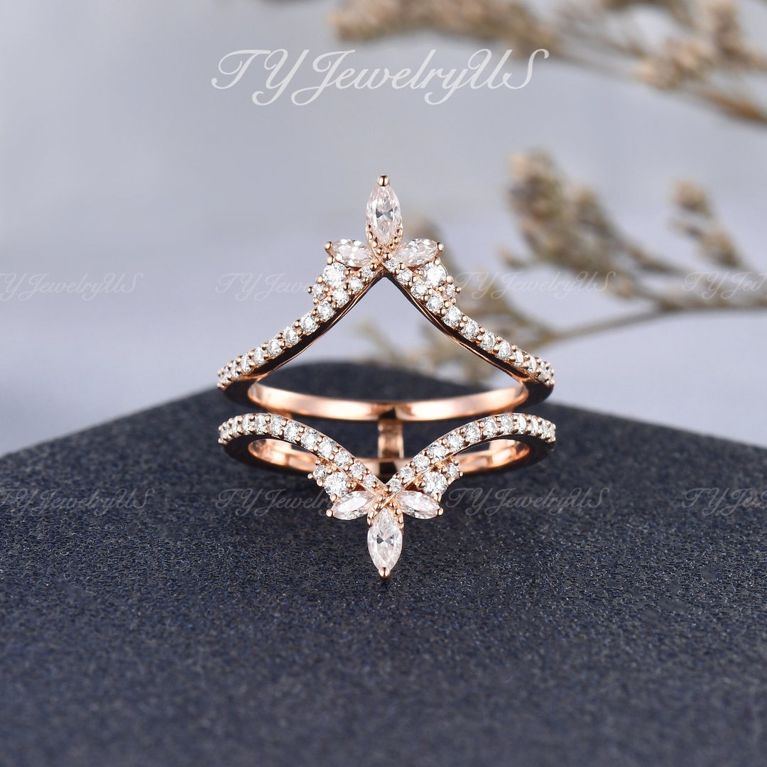 Unique Rose Gold Double Bands Natural Curved Wedding Band Custom Fit ...