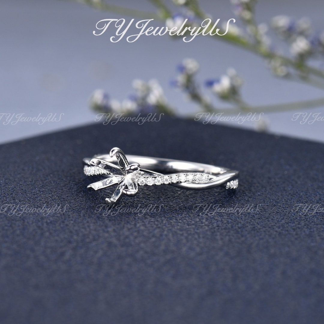 Classic Six Claws Engagement Ring Setting White Gold Diamond Wedding ...