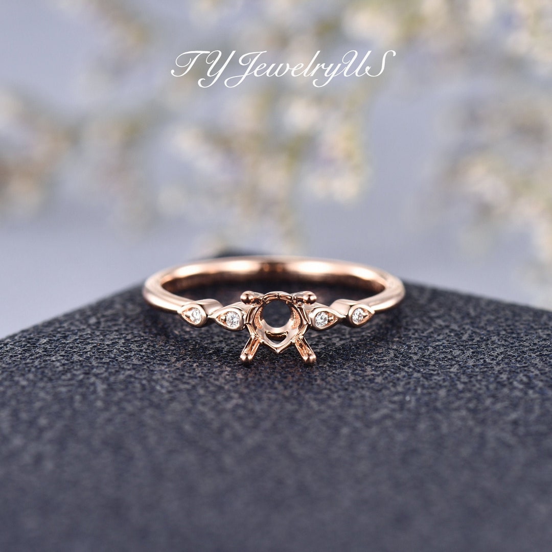Rose Gold Ring Setting Without the Center Stone Custom Semi Mount ...