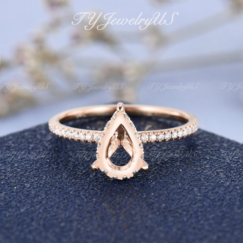 Pear Shaped Ring Setting Yellow Gold Mount Semi Ring Setting - Etsy