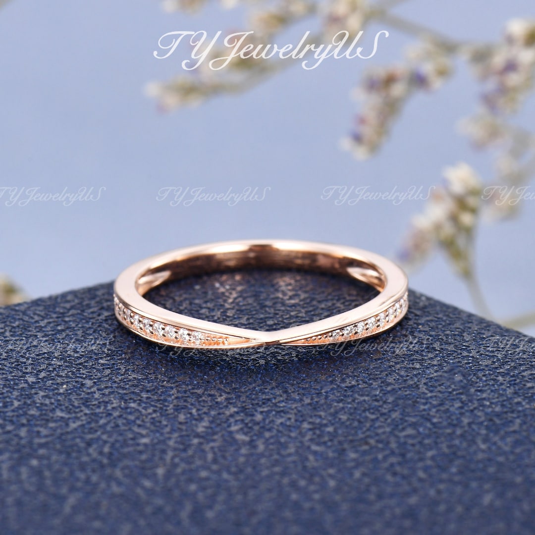 Infinity Diamond Wedding Band X Shaped Twist Matching Stacking Band ...