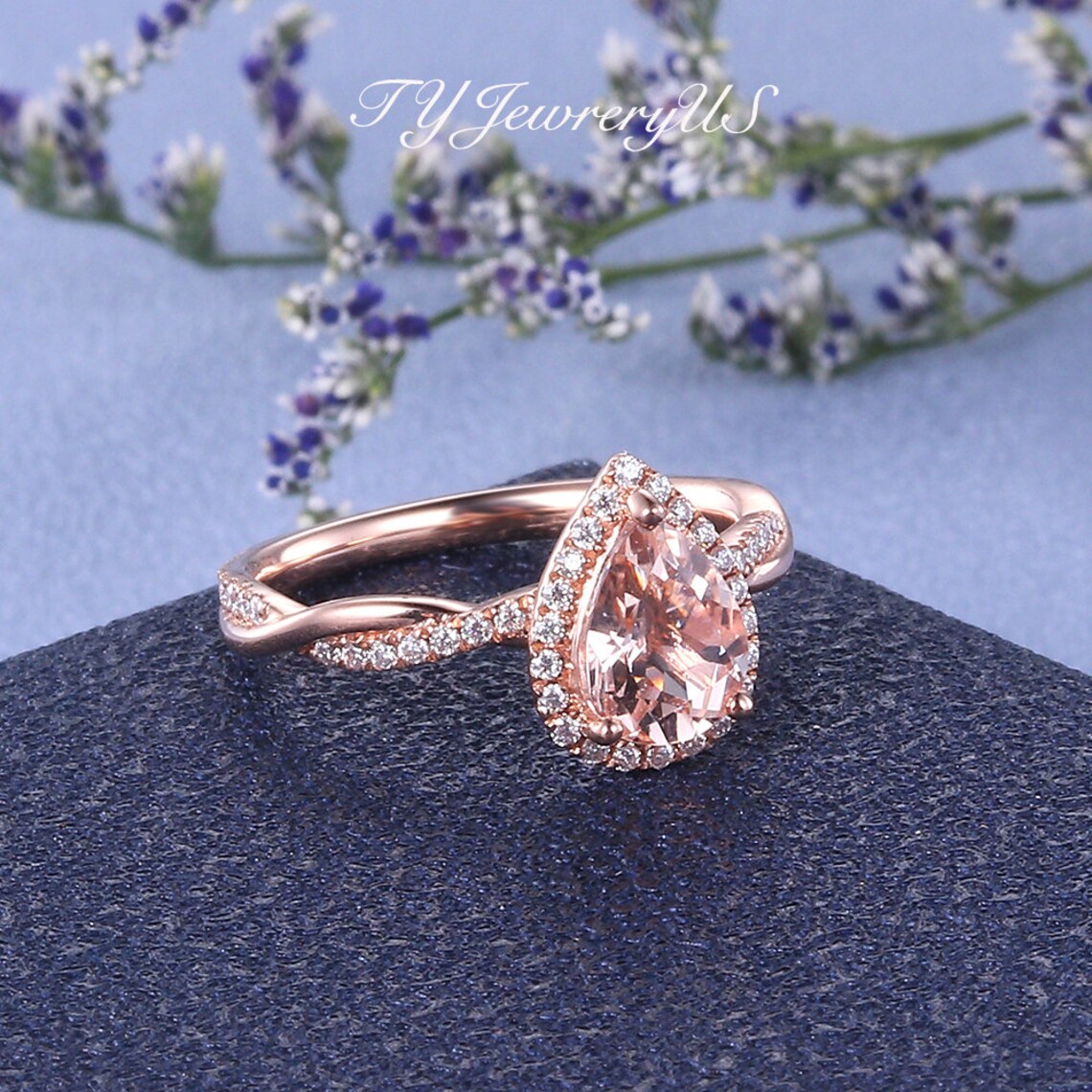 Infinity Morganite Engagement Ring Rose Gold 6x8mm Pear Shaped - Etsy