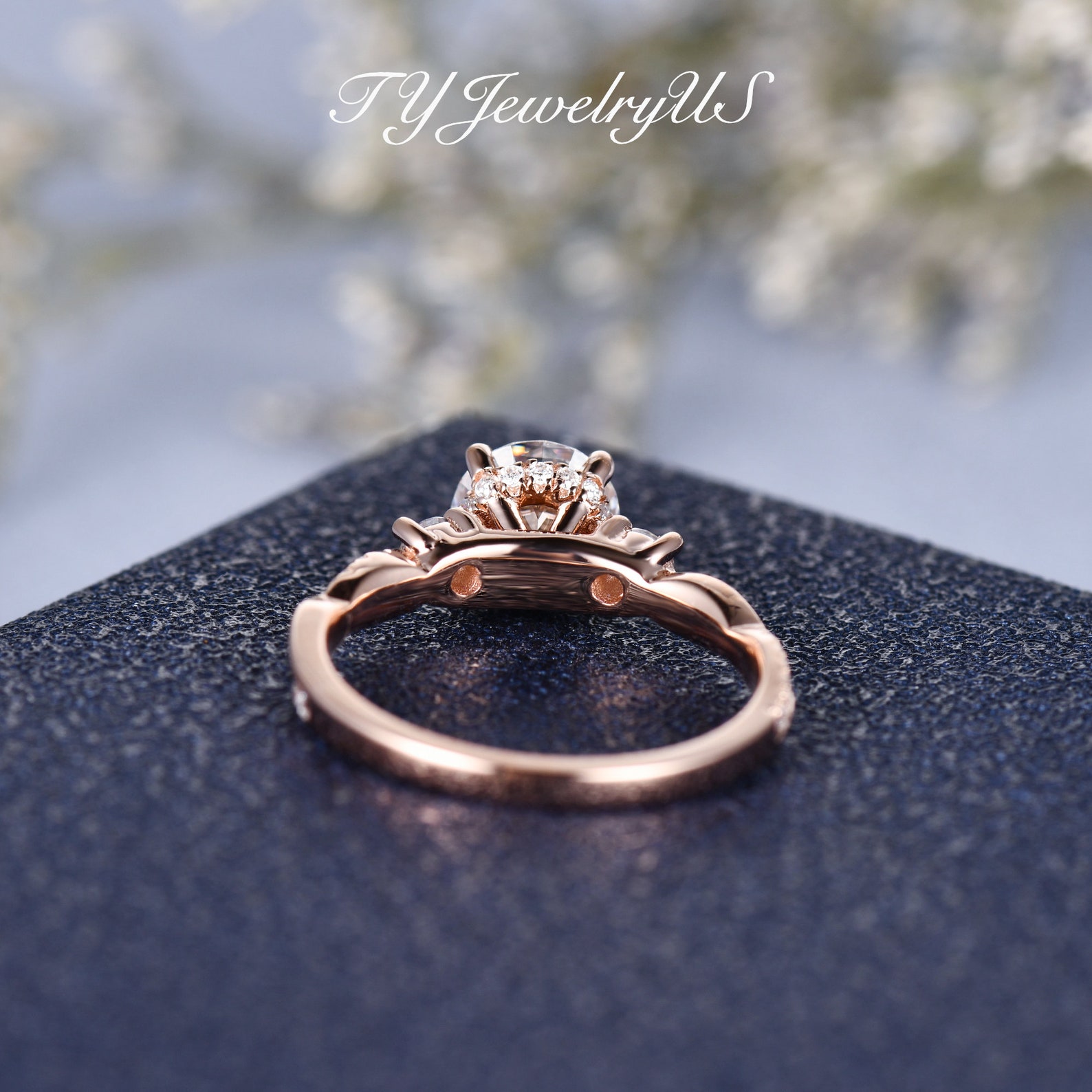 Hidden Halo Ring Three Stone Moissanite Engagement Ring - Etsy