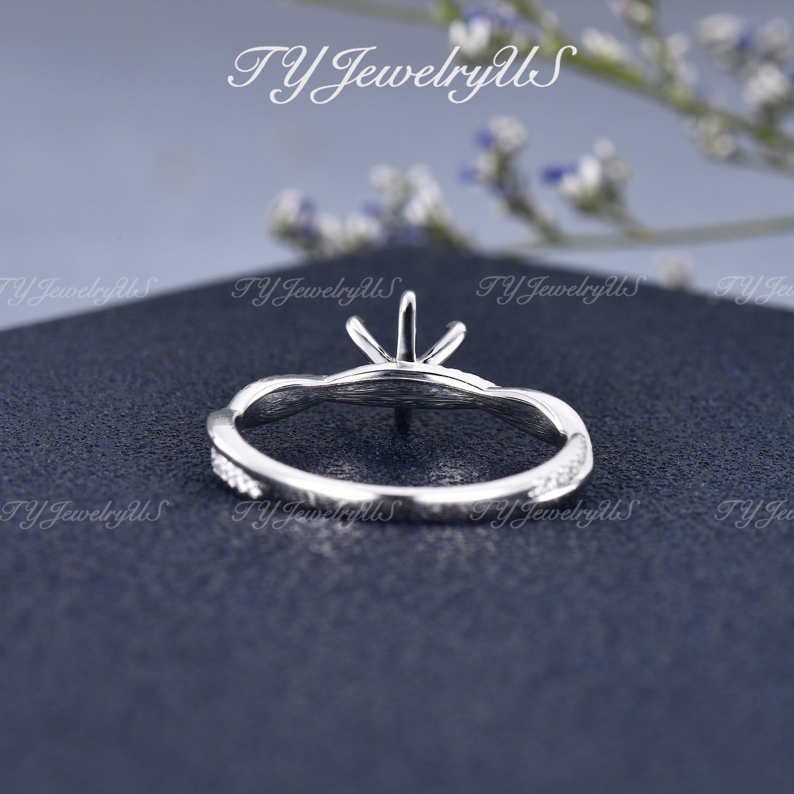 Classic Six Claws Engagement Ring Setting White Gold Diamond Wedding ...