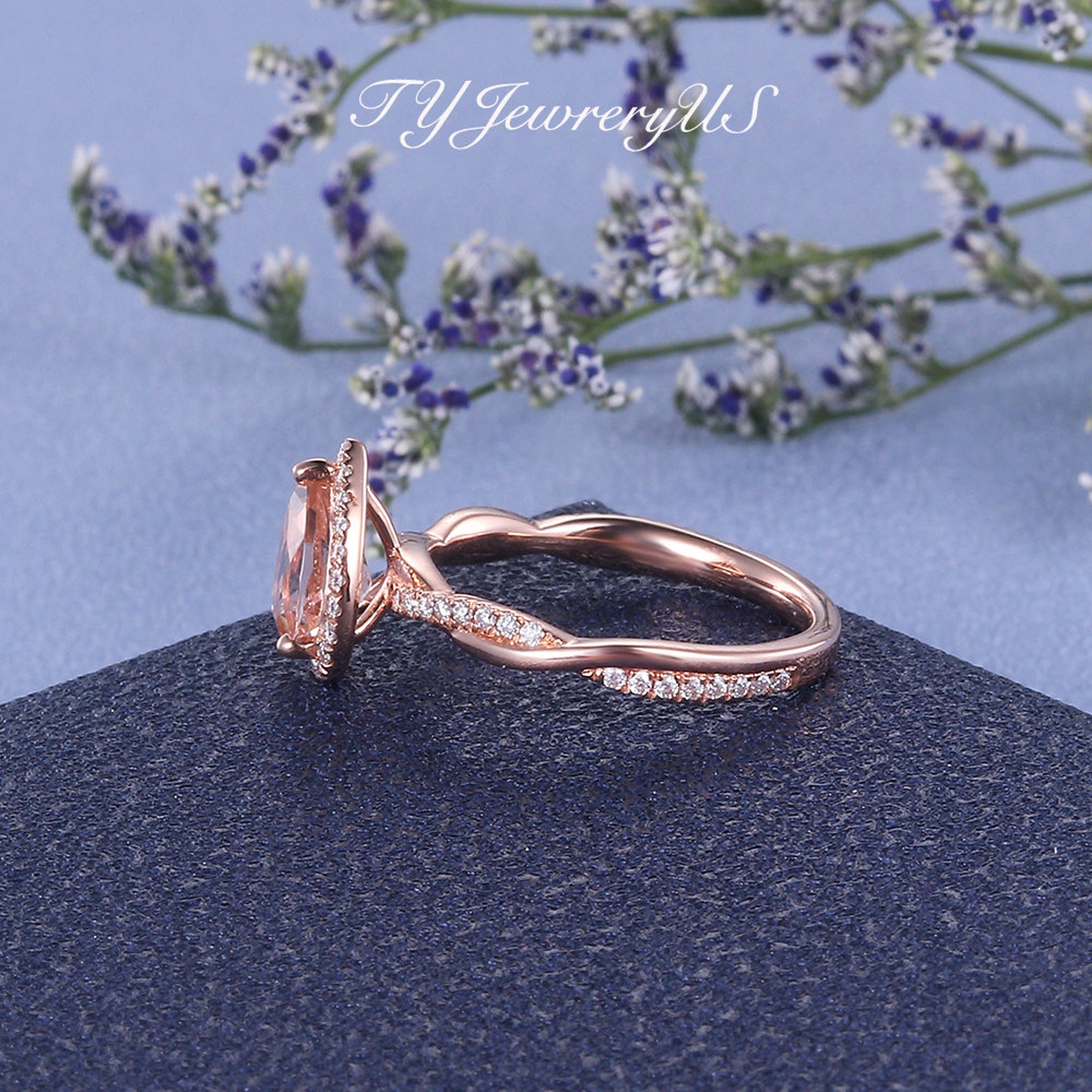 Infinity Morganite Engagement Ring Rose Gold 6x8mm Pear Shaped - Etsy