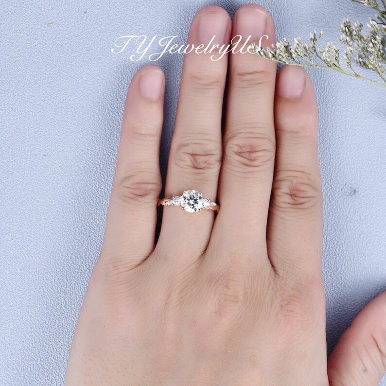 Hidden Halo Ring Three Stone Moissanite Engagement Ring Infinity Rose ...