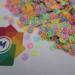 Neon Peace Sign Glitter: Multicolored Polyester Confetti, Nail Art ...