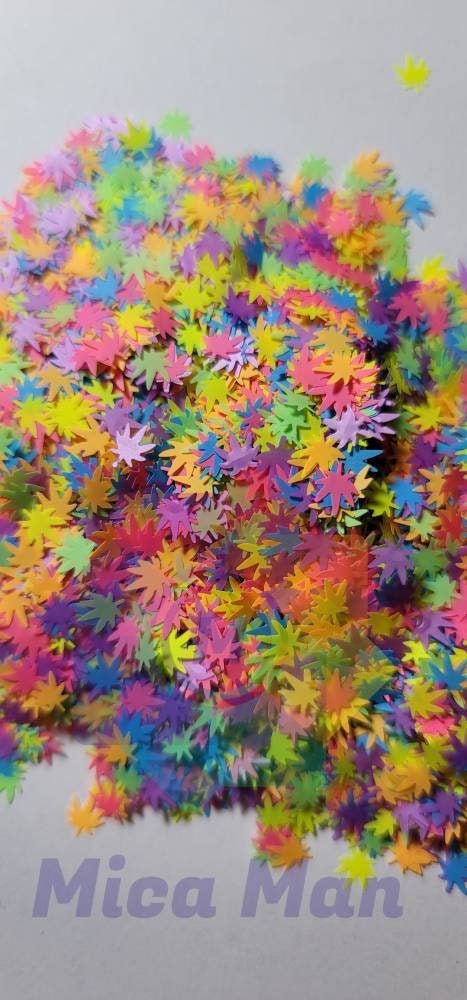 HIGH PLACES Neon Cannabis Leaf Shaped Glitter, .5 Oz Bag, Neon ...