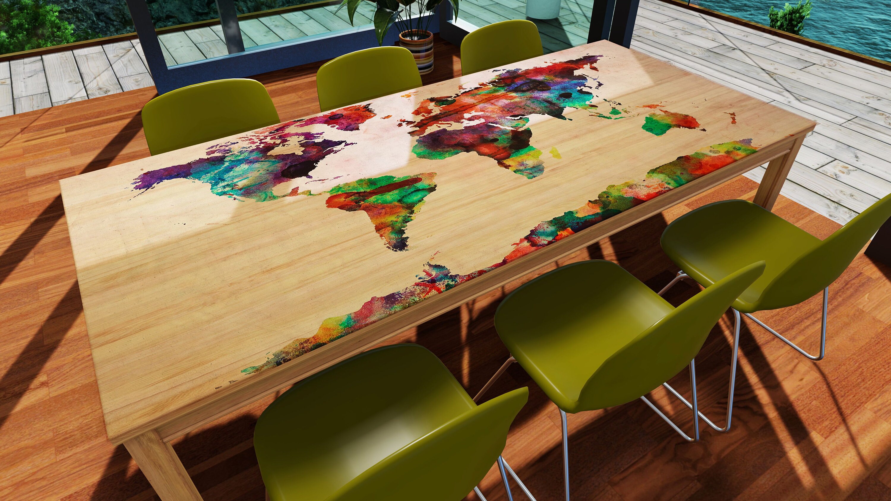 Colorful World Map Map Print World Map Table Cloth | Etsy