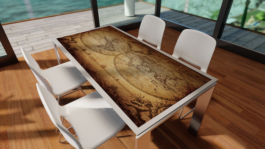 Vintage Table Mat Retro Art Print Vintage Map Table Vintage - Etsy