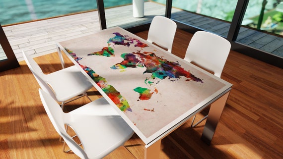Colorful World Map Map Print World Map Table Cloth | Etsy