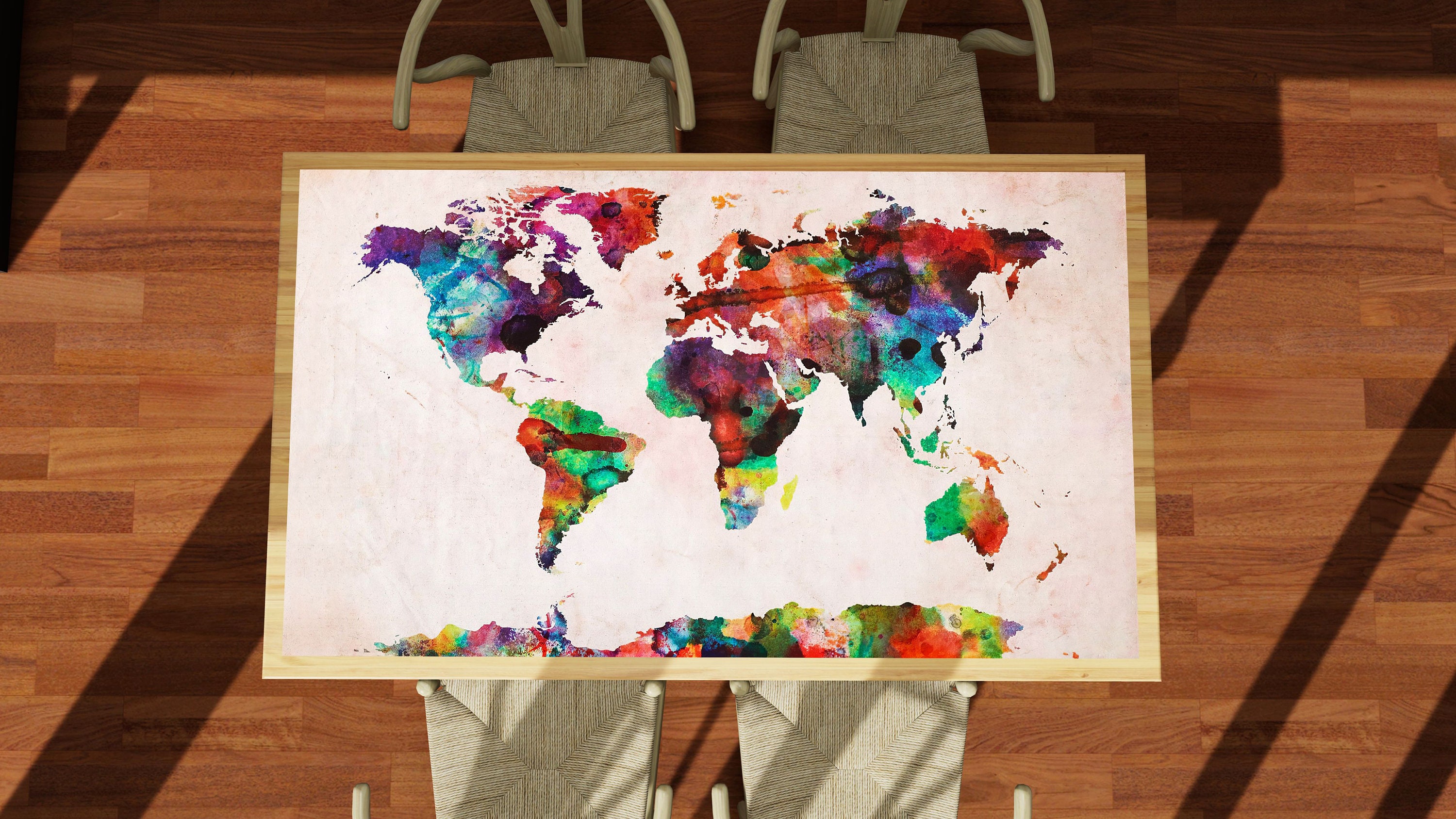 Colorful World Map Map Print World Map Table Cloth | Etsy