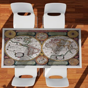 Antique Map Table Cloth Art Home Decor Art World Map Print - Etsy Canada