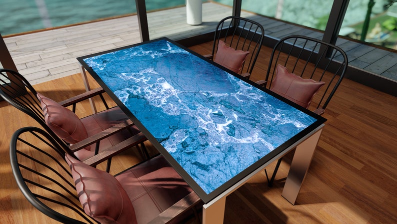 Blue Marble Art Tablecloth Blue Abstract Table Top Mat - Etsy