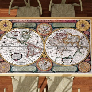 Antique Map Table Cloth Art Home Decor Art World Map Print - Etsy Canada