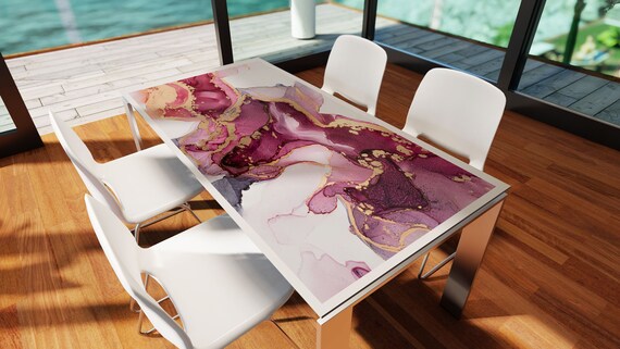 Purple Marble Modern Art Table Protector Abstract Marble | Etsy