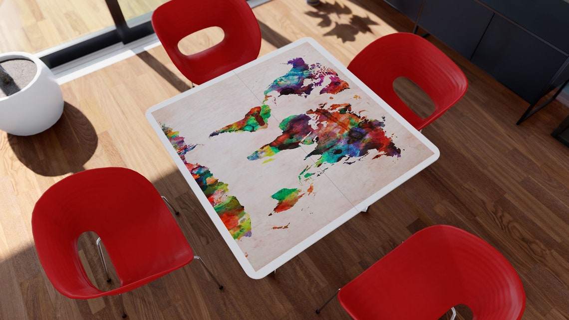 Colorful World Map Map Print World Map Table Cloth | Etsy