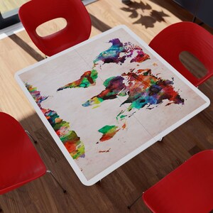 Colorful World Map, Map Print, World Map Table Cloth, Watercolor World ...