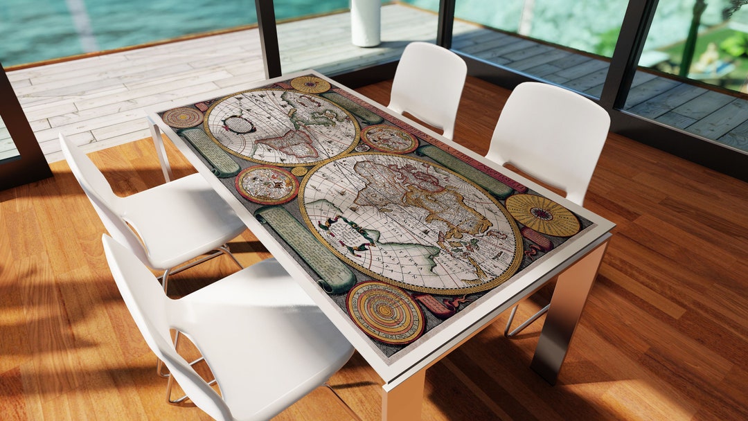 Antique Map Table Cloth Art Home Decor Art World Map Print - Etsy Canada