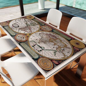 Antique Map Table Cloth Art Home Decor Art World Map Print - Etsy Canada