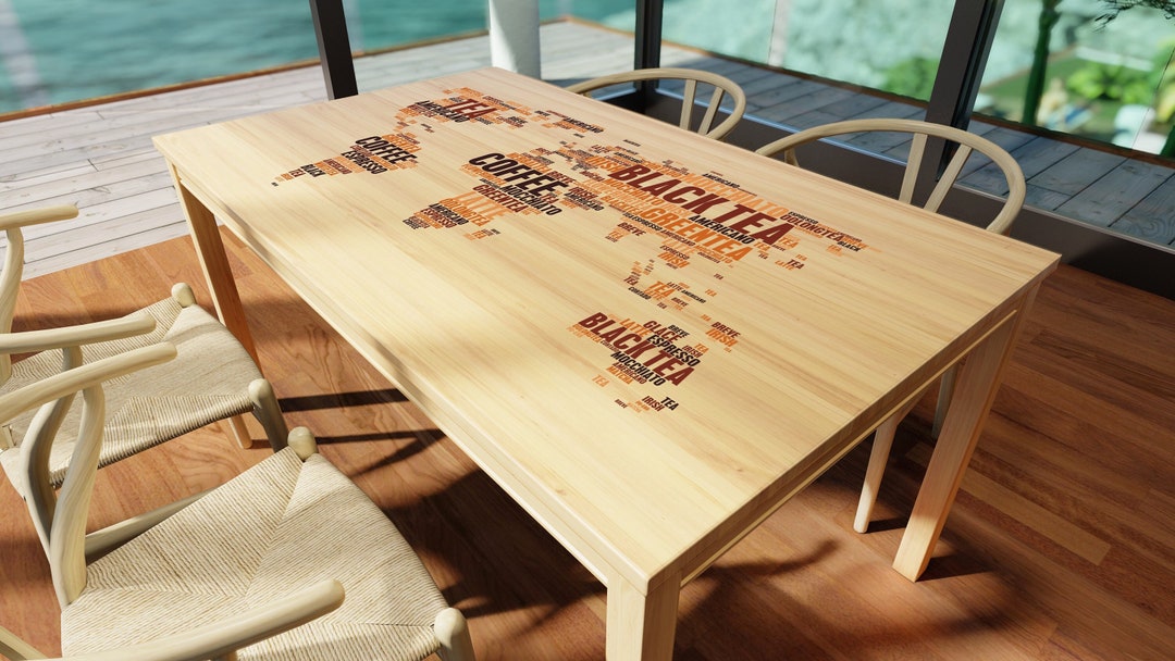 Map of the World's Coffee Regions Tablecloth, World Tea Coffee Desk ...