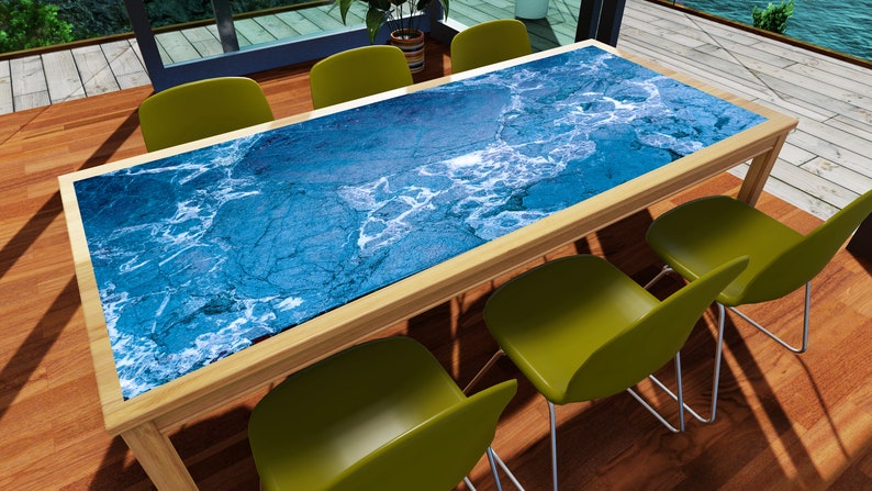 Blue Marble Art Tablecloth Blue Abstract Table Top Mat - Etsy