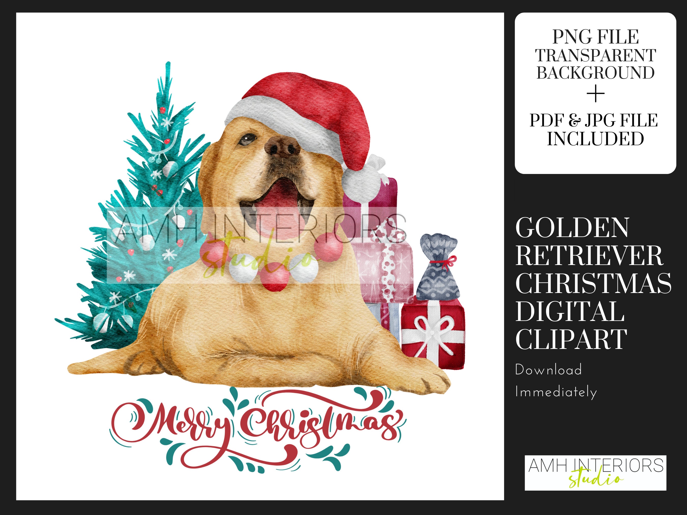 Printable Christmas Dog Dog Clipart Christmas Clipart - Etsy