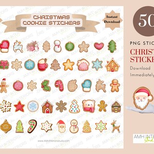 Digital Stickers PNG Printable Christmas Cookies Clipart PNG File ...