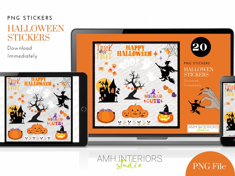 Halloween PNG Bundle Halloween Clipart Printable Stickers Digital ...
