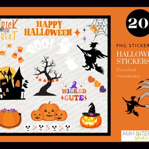 Halloween PNG Bundle Halloween Clipart Printable Stickers Digital ...