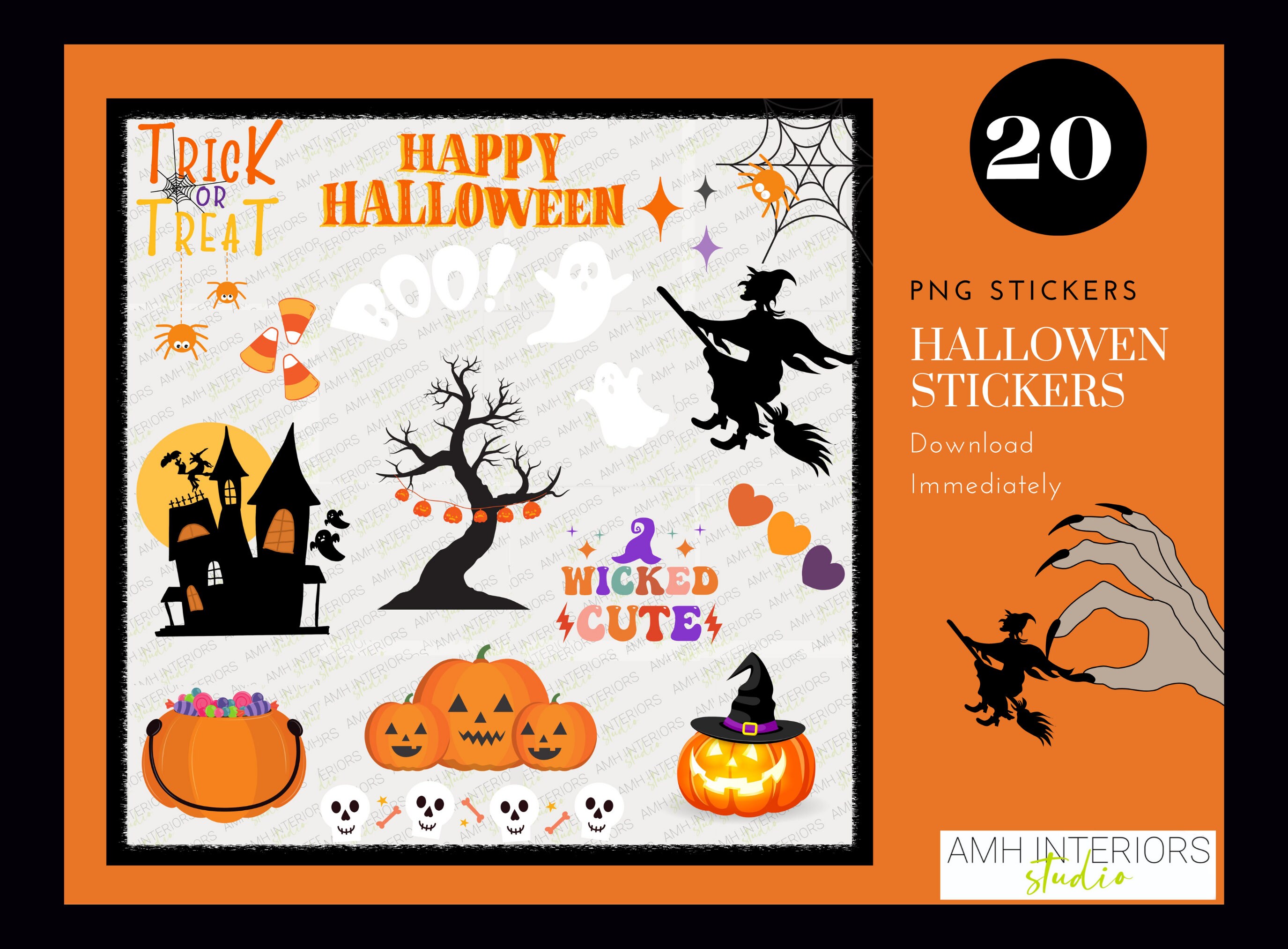 Halloween PNG Bundle Halloween Clipart Printable Stickers Digital ...