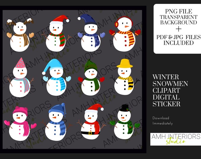 Snowmen, Snowmen Clipart, Snowmen Png, Printable, Digital Stickers Png ...