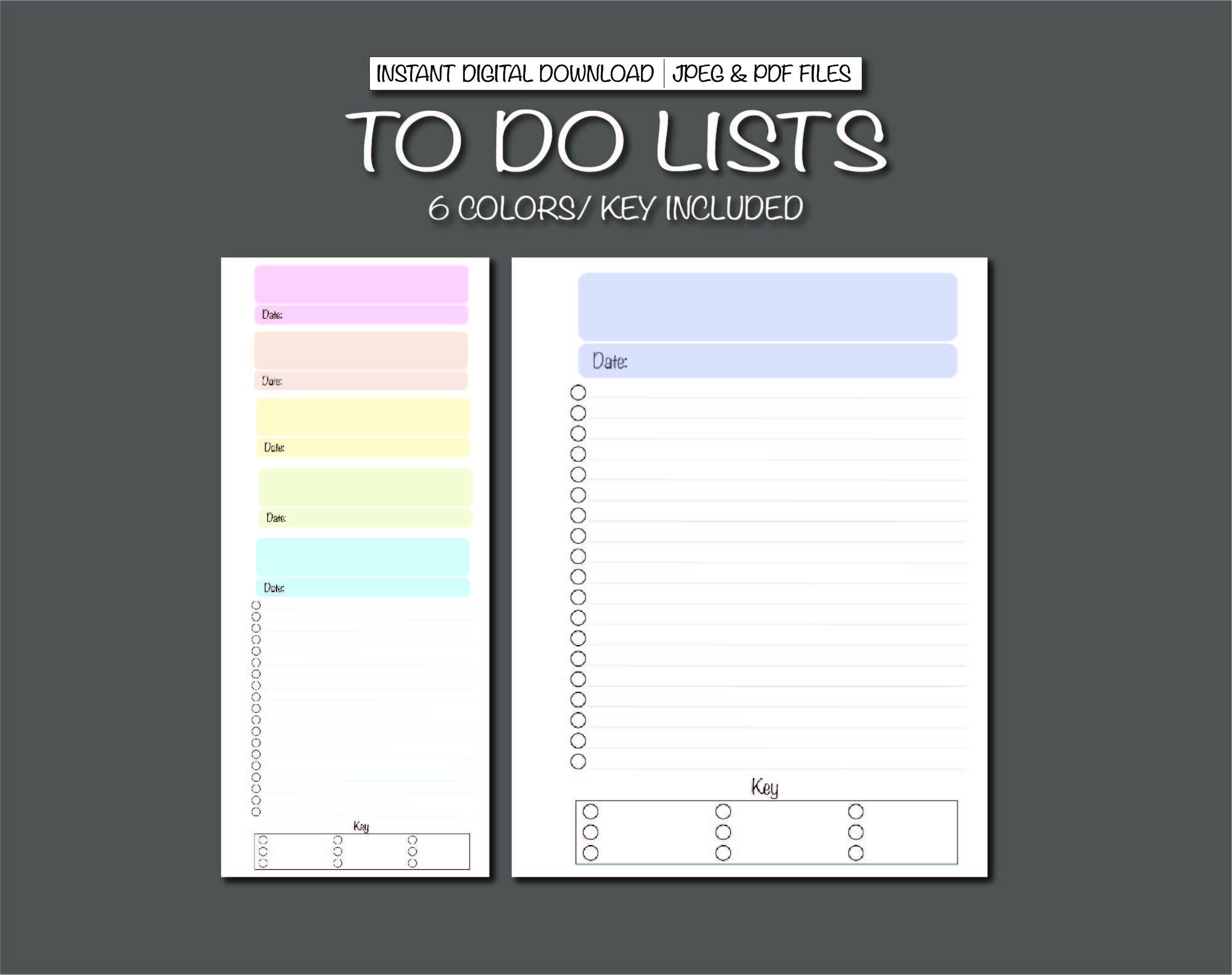 TO DO LIST, Colorful To-do List Printable, to Do List With Key, Digital ...