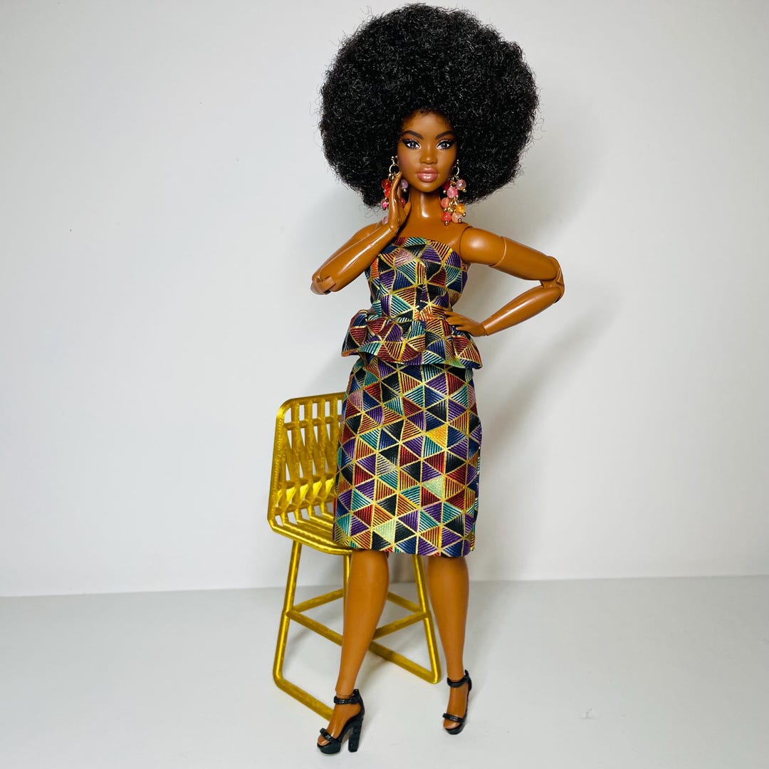 Triangles Printed Dress, for 1:6 Scale Dolls - Etsy