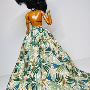 Palm Tree Print Long Dress, for 1:6 Scale Dolls - Etsy