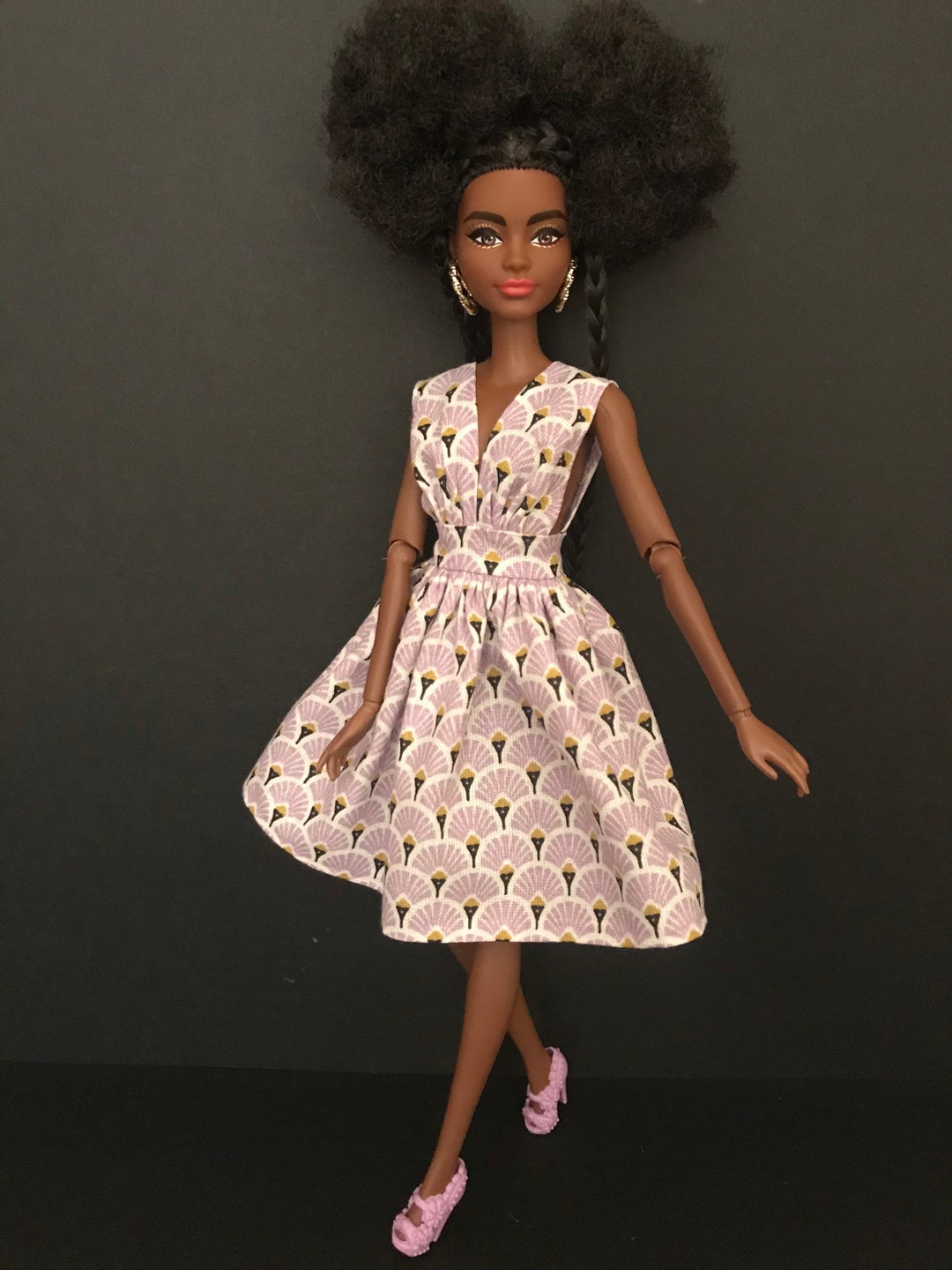 Lilac Printed Dress for 1/6 Scale Dolls - Etsy