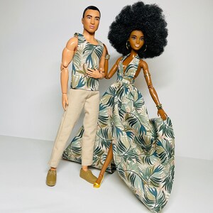 Palm Tree Print Long Dress, for 1:6 Scale Dolls - Etsy