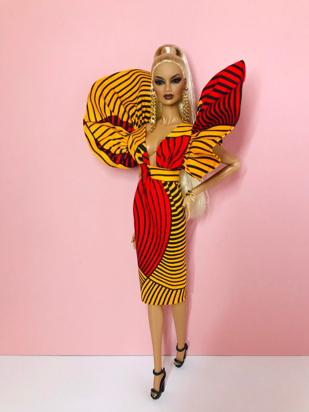 Red and Yellow Wax Dress for 1/6 Scale Dolls - Etsy
