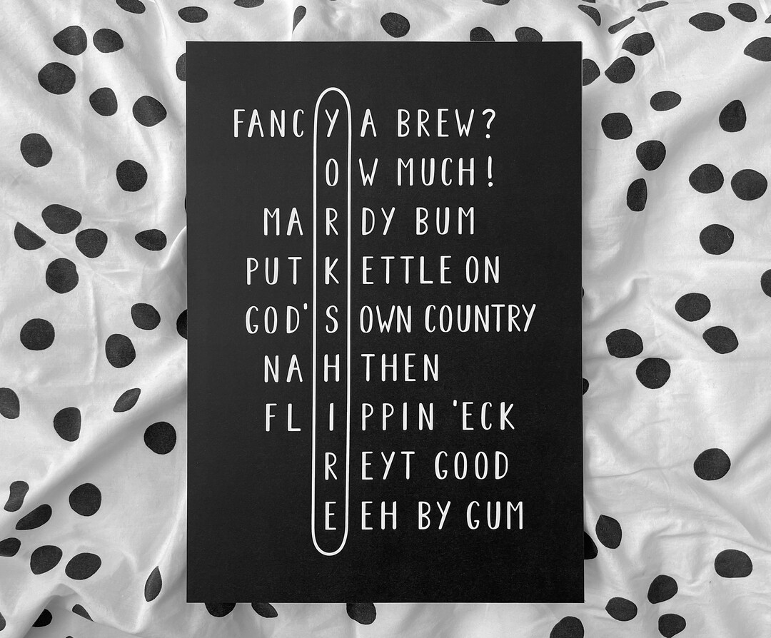 Yorkshire Print, Acrostic Poem, Yorkshire Saying, Northern Dialect Wall ...